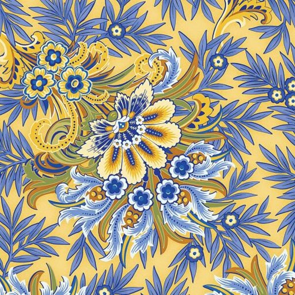 Blue Yellow Fabric - Etsy