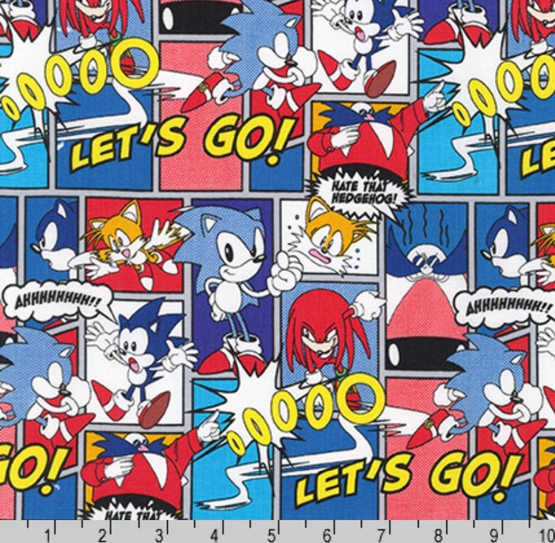 Sonic Collage Grey Blue by Sega of America From Robert - Etsy