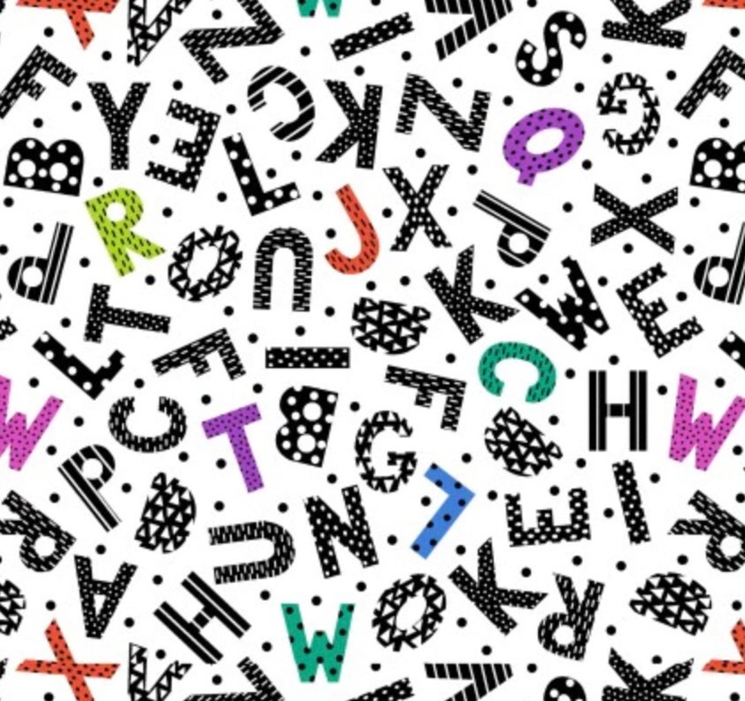 Black and White With A Touch of Bright - Tossed Alphabet White From ...