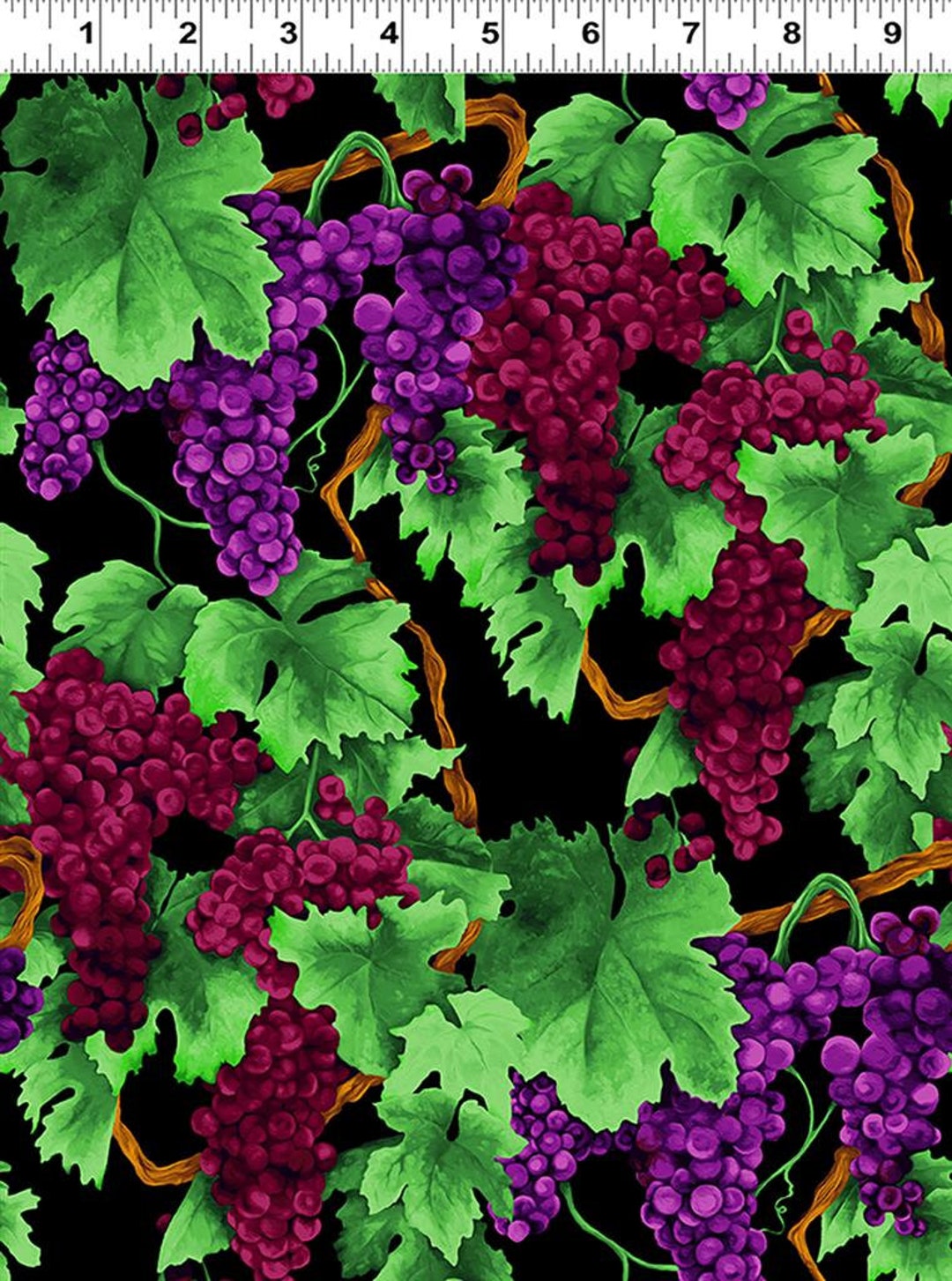 Vineyard - Grapevine Black From Clothworks Fabric - Etsy