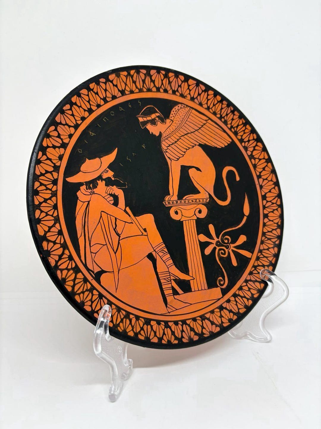 Oedipus and the Sphinx Plate – Handmade Greek Red-figure Ceramic ...