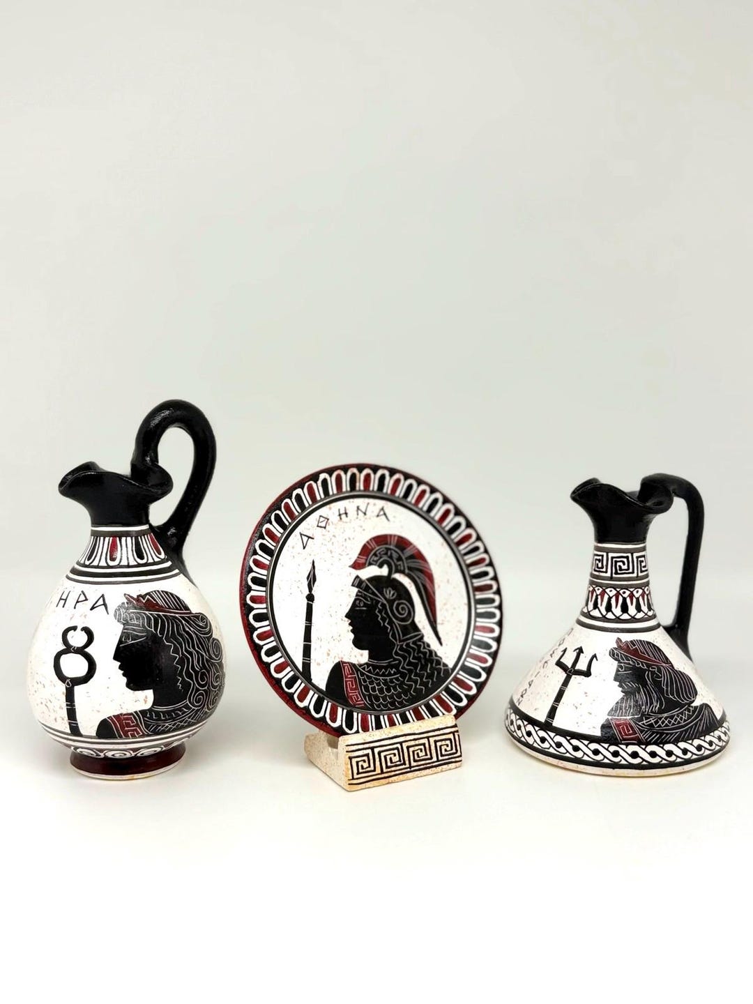 Handmade Greek Ceramic Vase Set – Black-figure Mythology Art Decor - Etsy