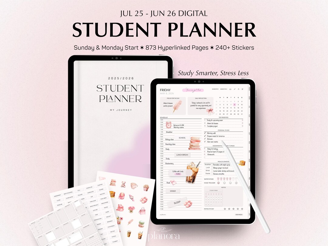 2025-2026 Digital Student Planner: Hyperlinked Academic Planner ...