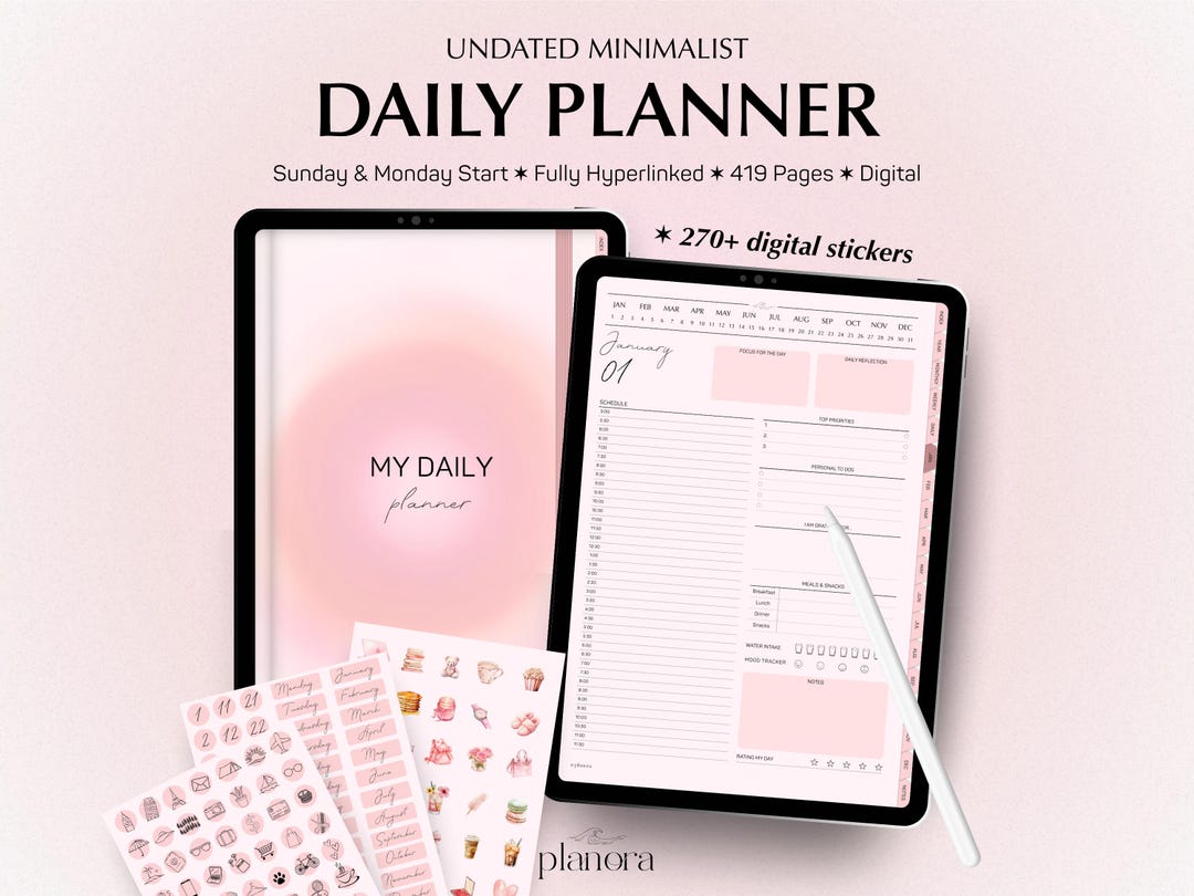 Minimalist Undated Digital Planner for Ipad, Instant Download ...