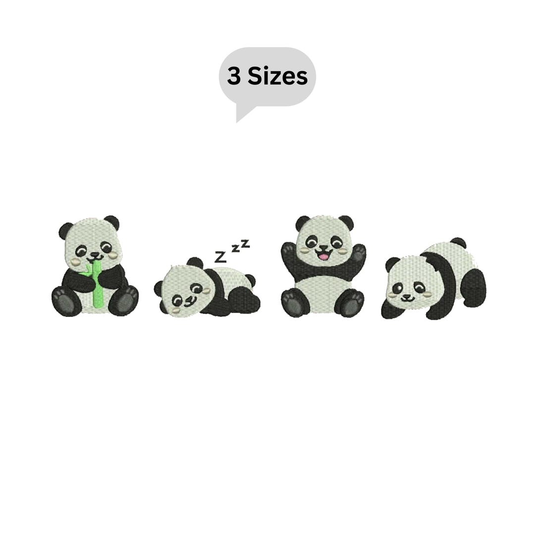 Pandas Embroidery Design, Animal Embroidery File 3 Sizes Instant ...