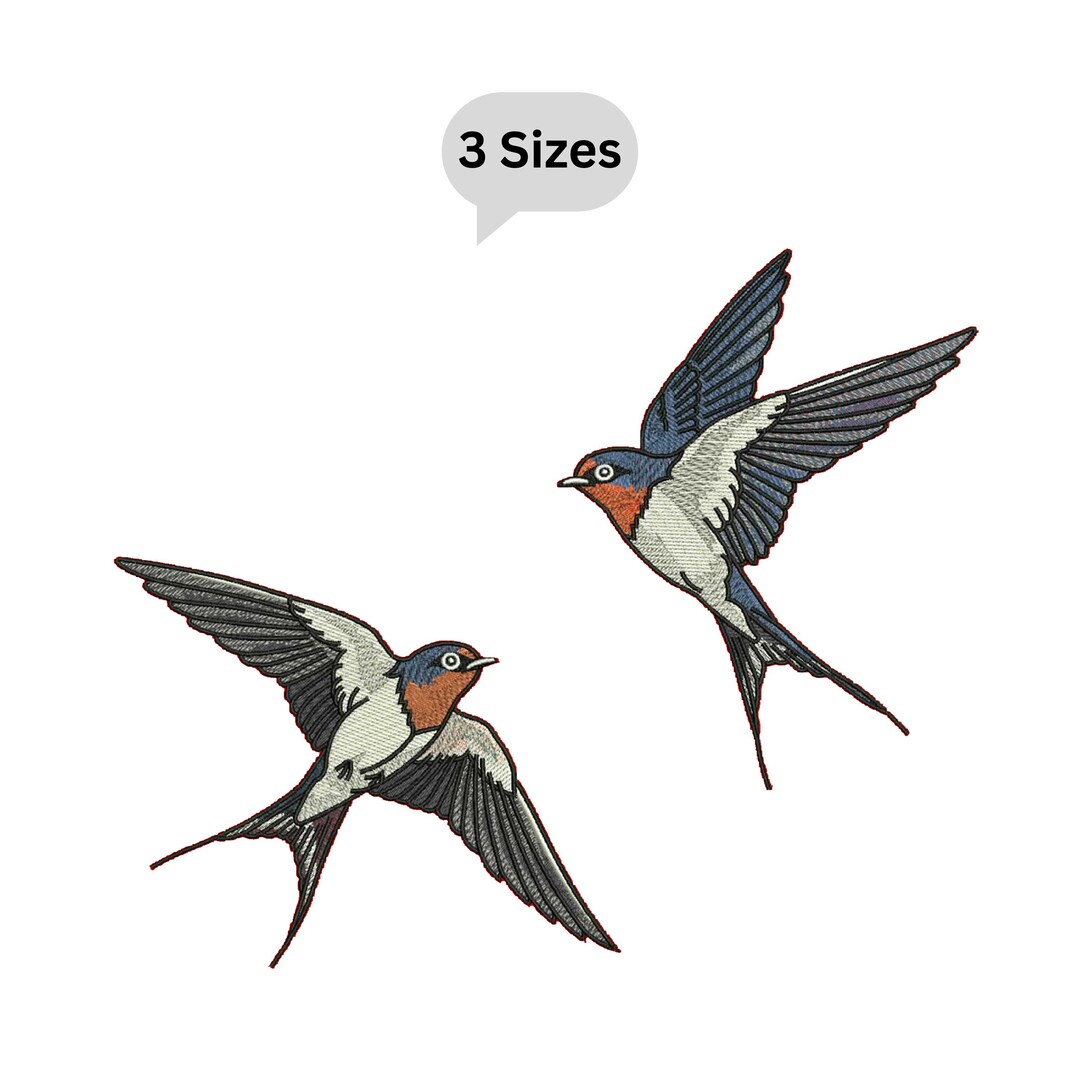 Flying Birds Embroidery Design, Vintage Bird Machine Embroidery Pattern ...