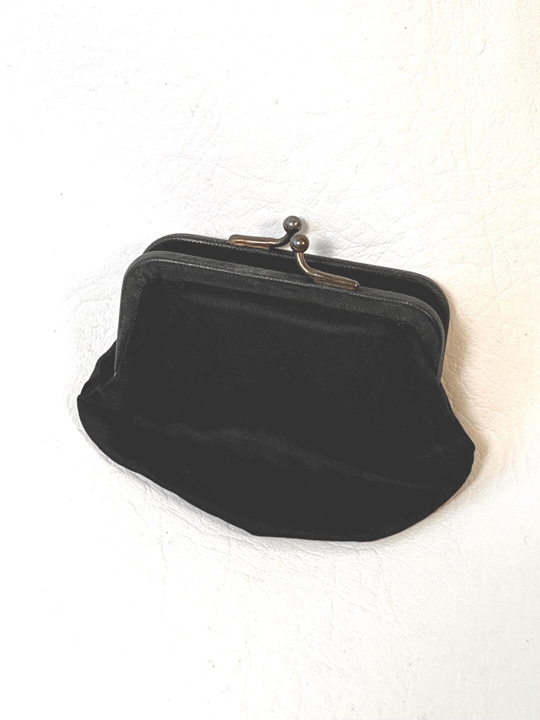 Vintage Black Fabric Coin Purse - Small Cloth Change Pouch - Unbranded ...