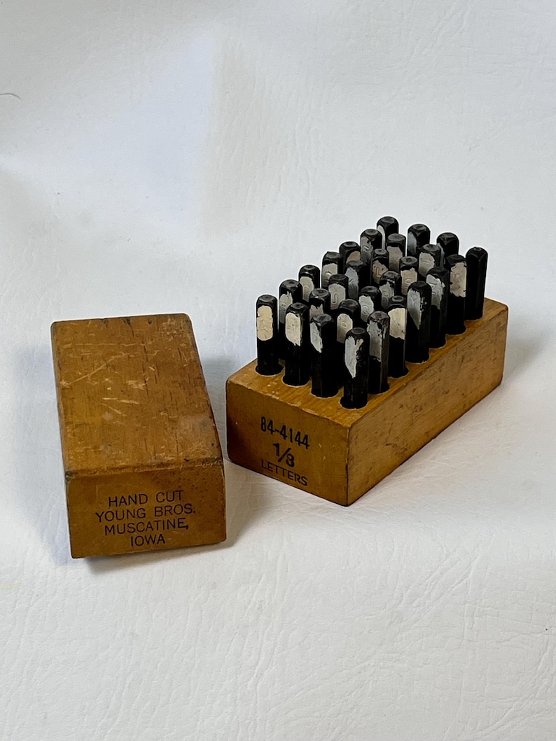 Vintage Young Bros. Hand-cut Steel Letter Punch Set - 1/8” Characters ...
