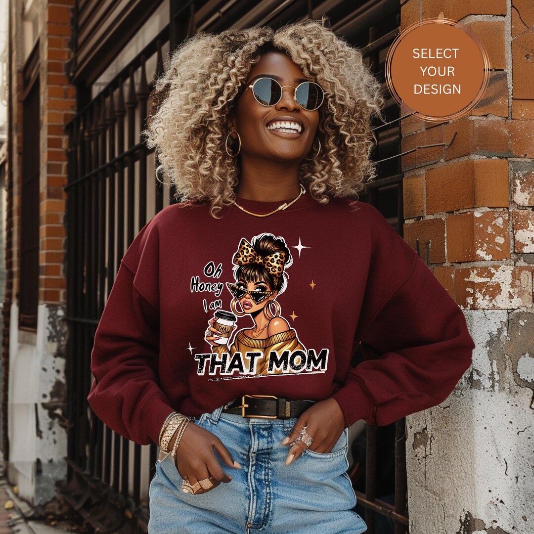Mom Sweatshirt Funny Messy Bun Coffee Humor Pullover Tired Mama Casual ...