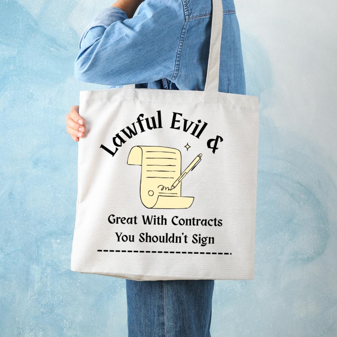Lawful Good Vs Lawful Evil Alignment Contracts Tote Bag | Funny RPG Dnd ...