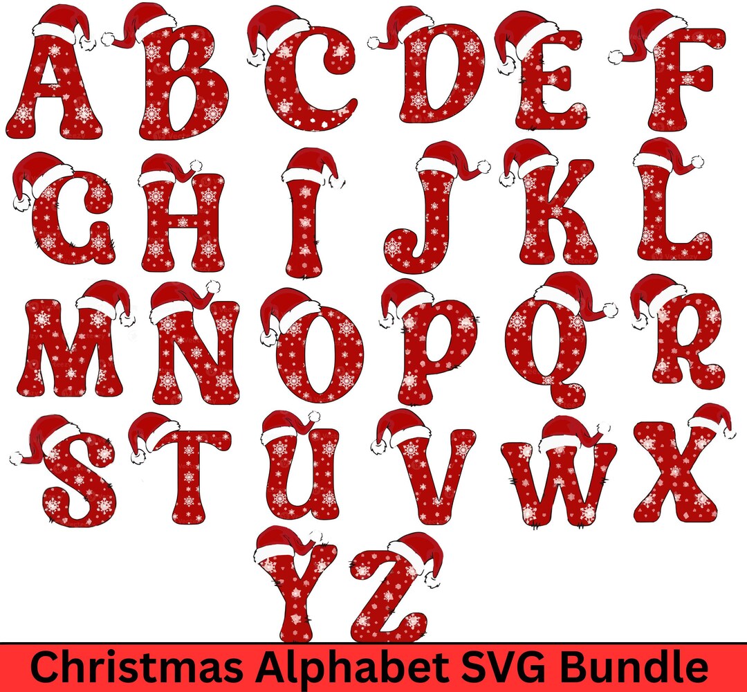 Christmas Alphabet SVG | Festive Letters A–Z | Christmas Monogram Font ...