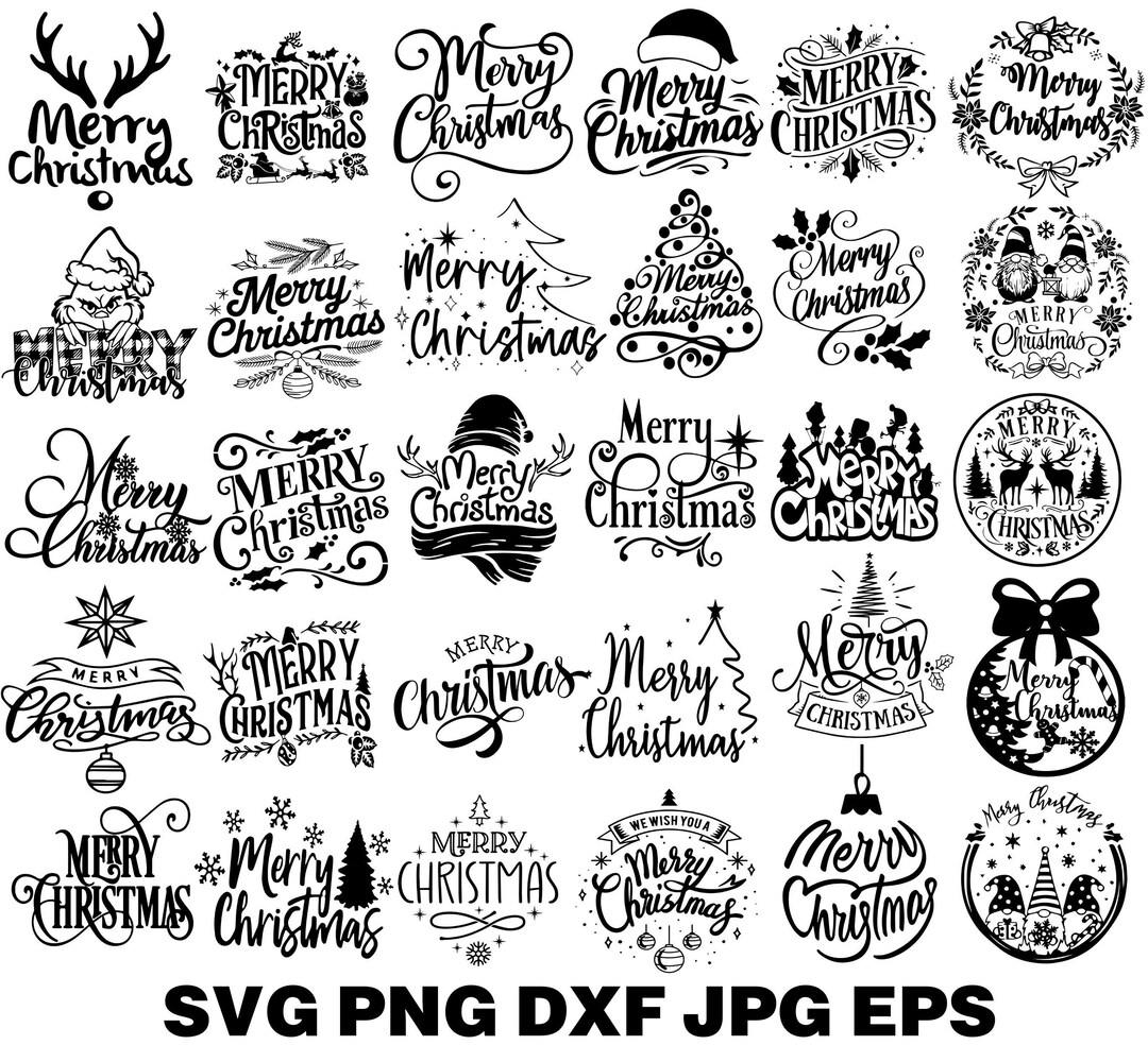 Merry Christmas Text SVG, Holiday Lettering Cut File for Cricut and ...