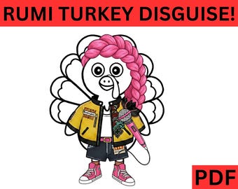 Disguise the Turkey Kpop Hunter Printable Craft Kit, Rumi Coloring ...