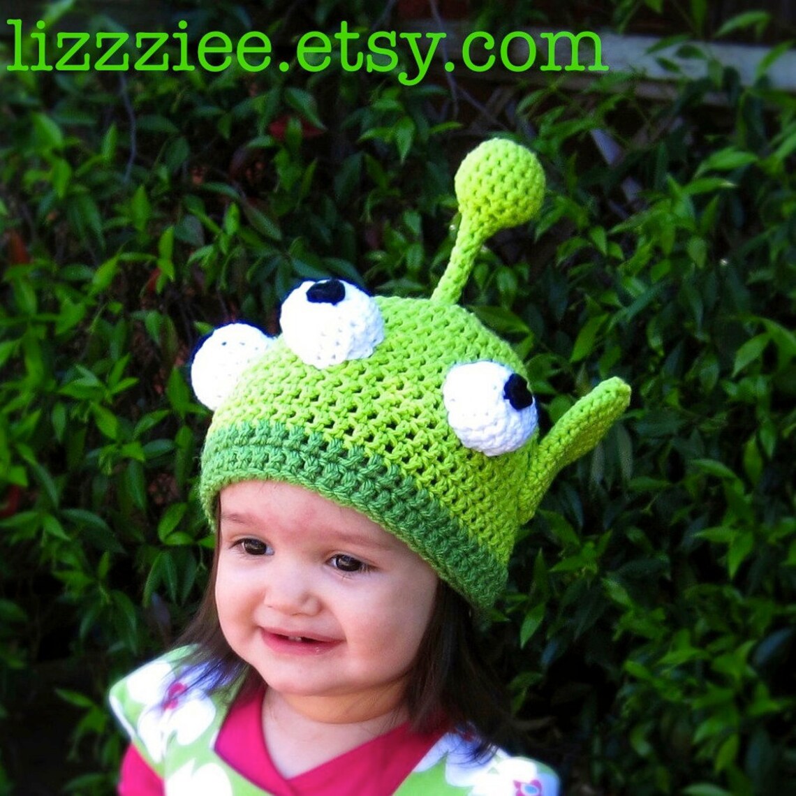 Little Green Monster Hat Crochet Pattern PDF instructions | Etsy