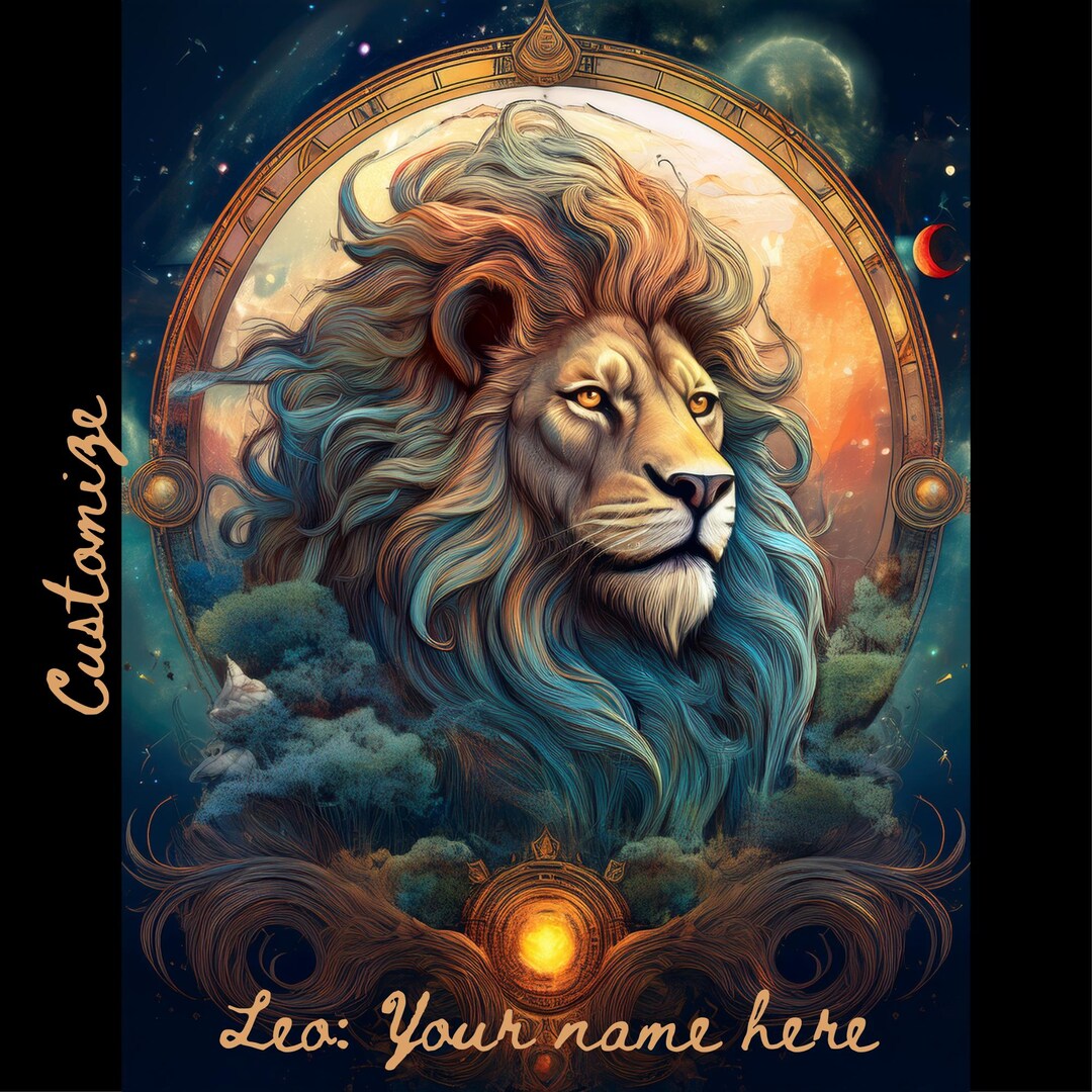 Customizable Leo Zodiac Lion Art, Spiritual Printable (digital Download ...