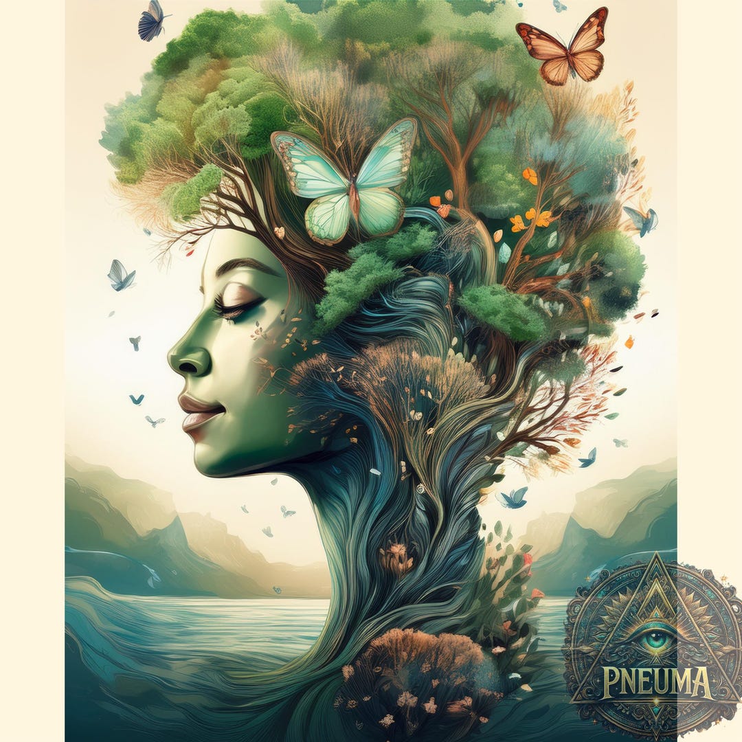 Gaia Goddess Art Print, Surreal Earth Mother, Tree of Life (digital ...