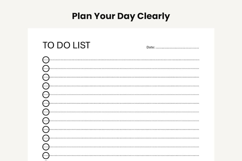 To-do List Printable & Digital Minimalist Daily Planner PDF A4 A5 US ...