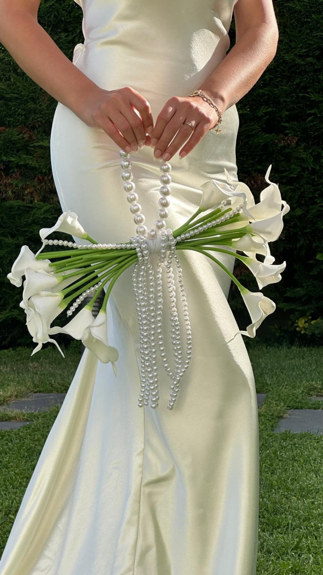 Ivory Pearl Calla Lily Bridal Bouquet – Timeless Keepsake Wedding ...