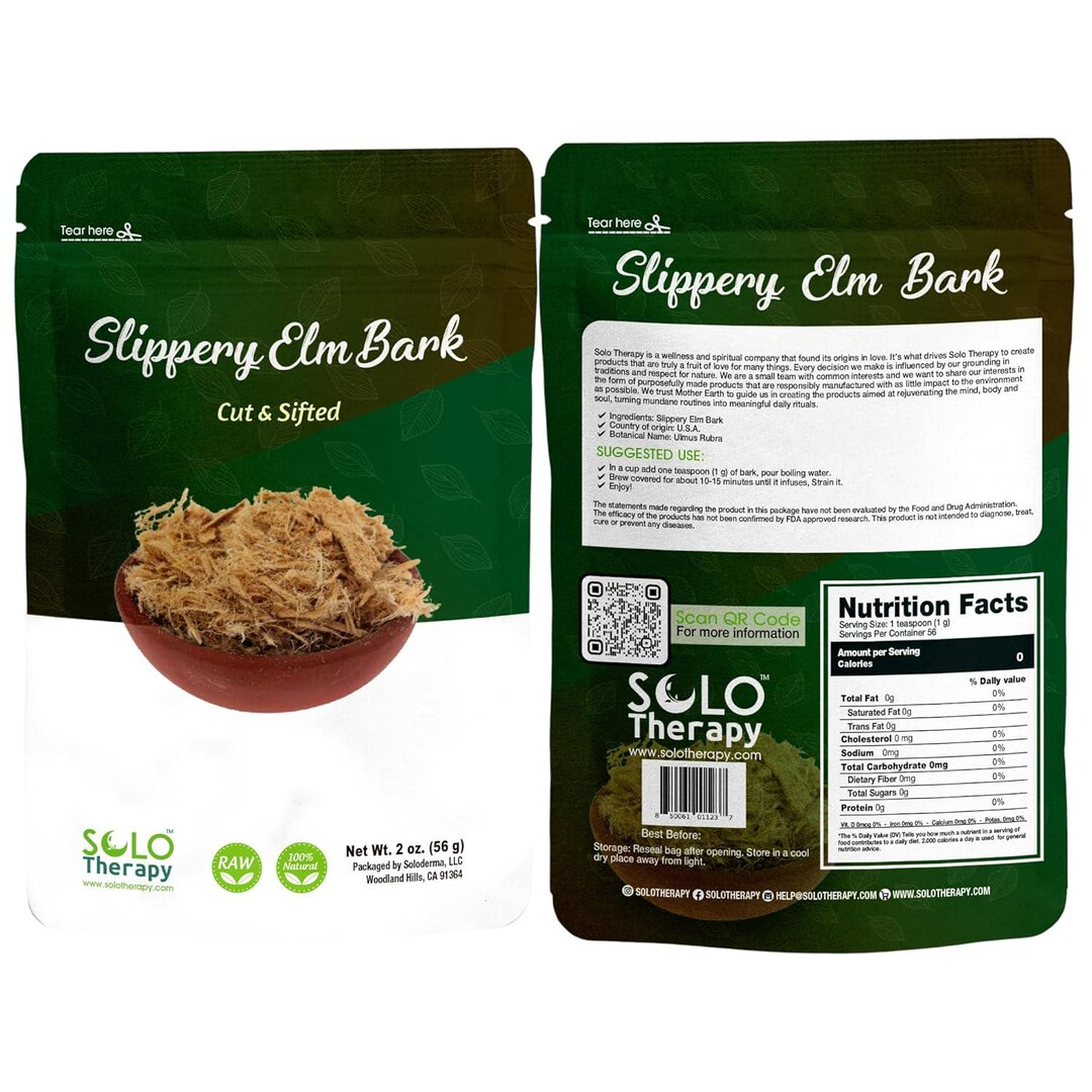 Slippery Elm Bark Tea Cut and Sifted - 56 Grams - Resealable Bag ...