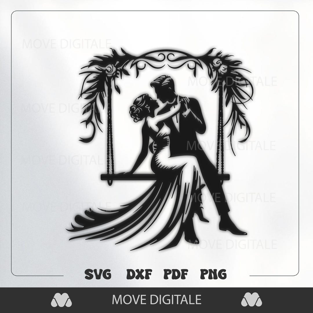 Romantic Couple Swing SVG DXF - Valentine's Day Laser Cut - CNC Plasma ...