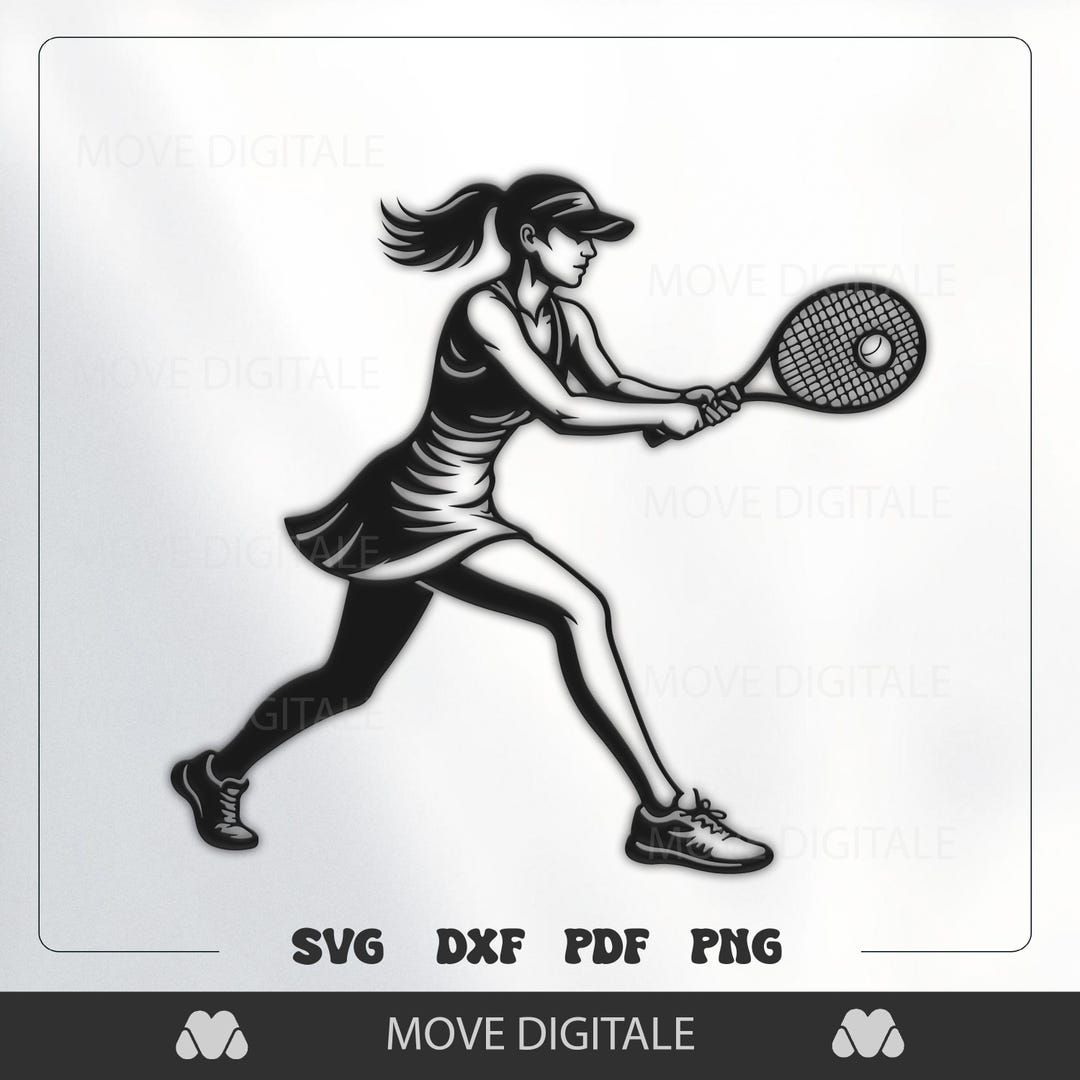 Tennis Woman Wall Art DXF - Tennis Girl Silhouette Laser Cut - Tennis ...