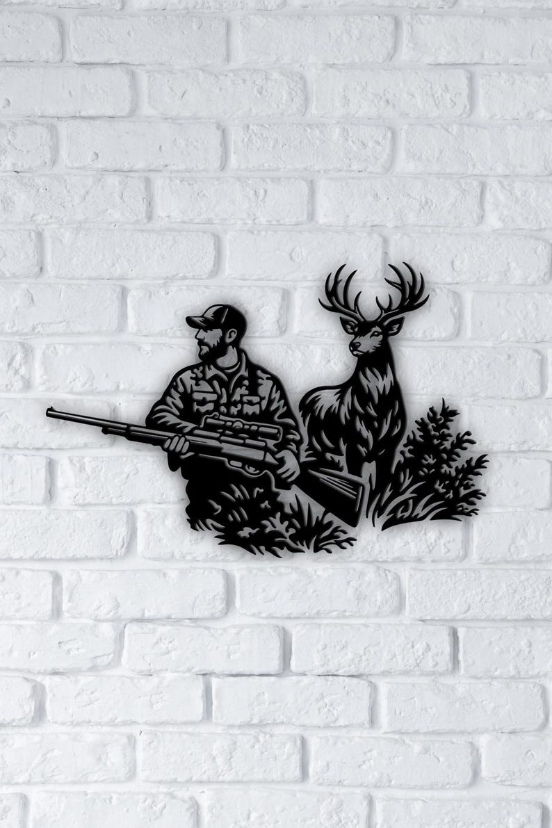 Hunting Deer SVG DXF | Hunter and Deer Laser Cut Wall Art | Wild Life ...