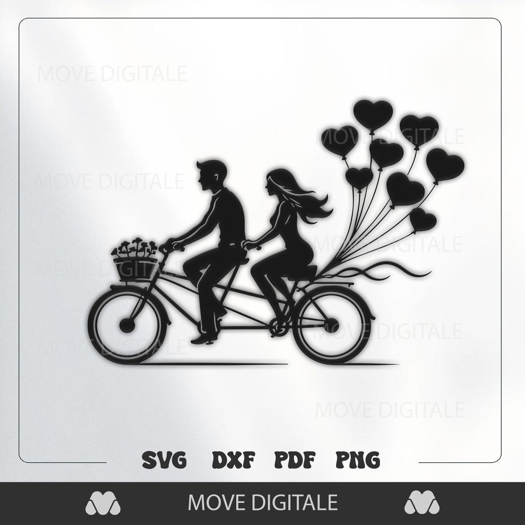 Romantic Couple Bicycle SVG - Valentine's Day Laser Cut File - Love ...