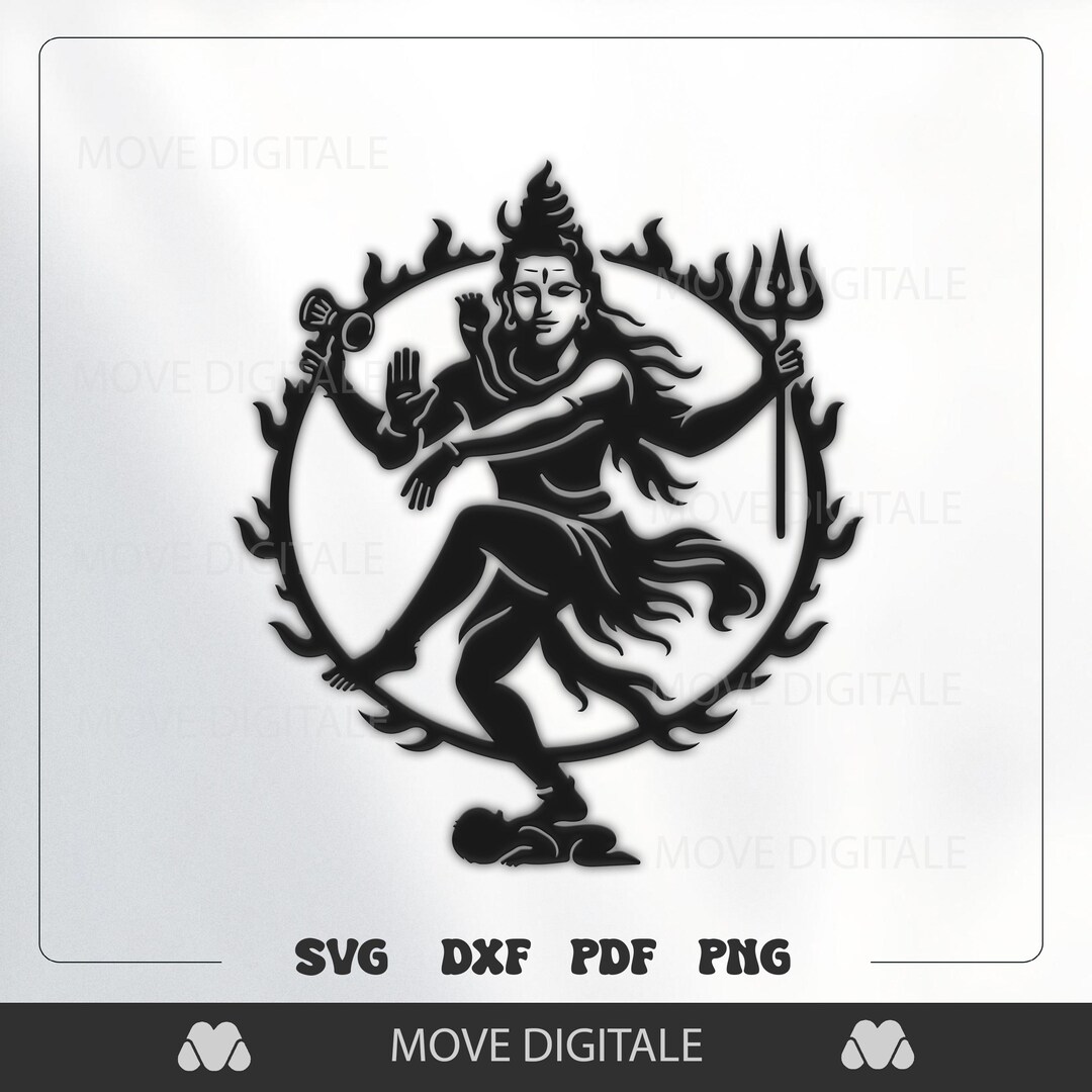 Lord Shiva SVG DXF | Cosmic Dance Hindu God Silhouette | Spiritual Wall ...