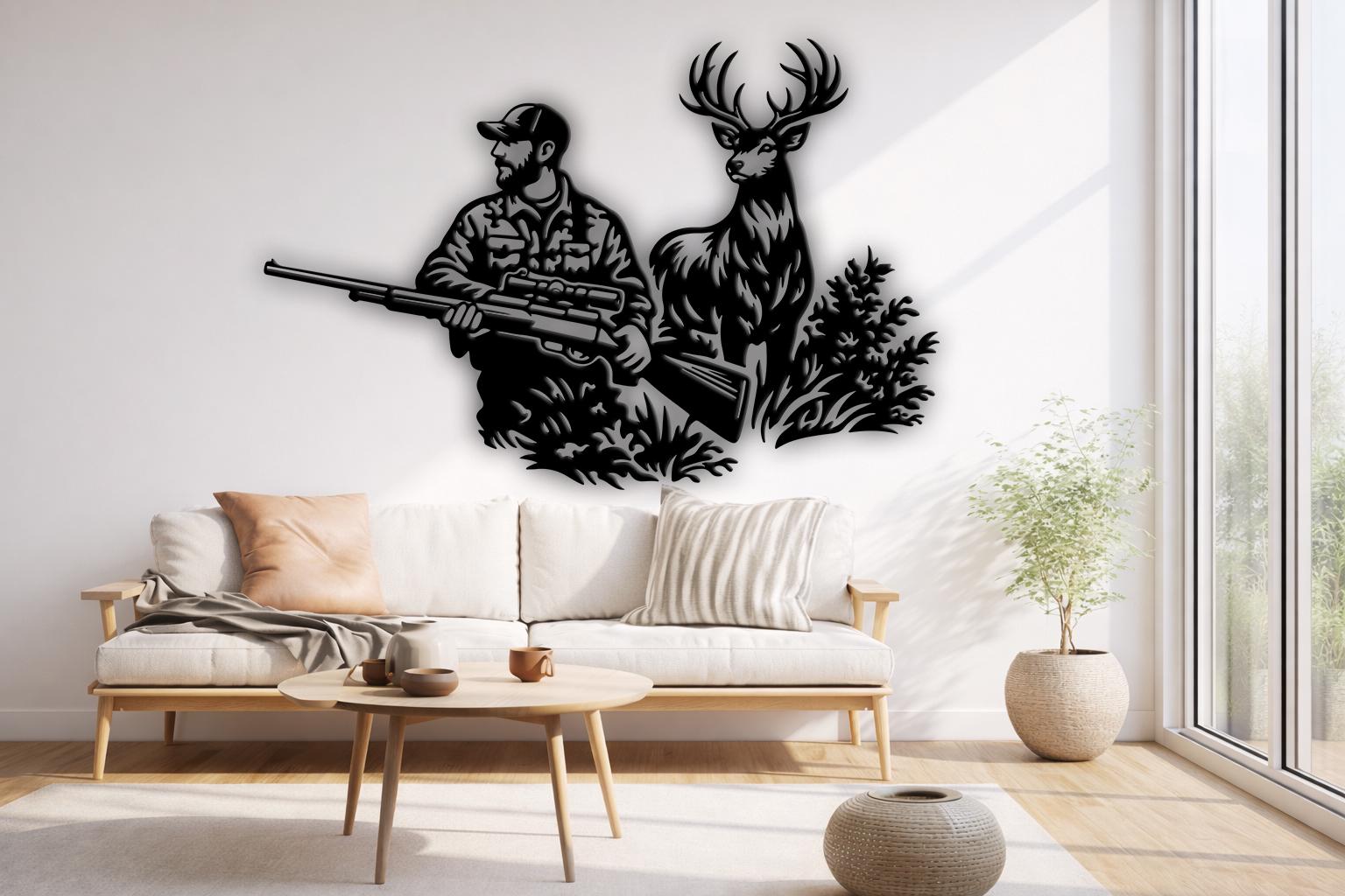 Hunting Deer SVG DXF | Hunter and Deer Laser Cut Wall Art | Wild Life ...
