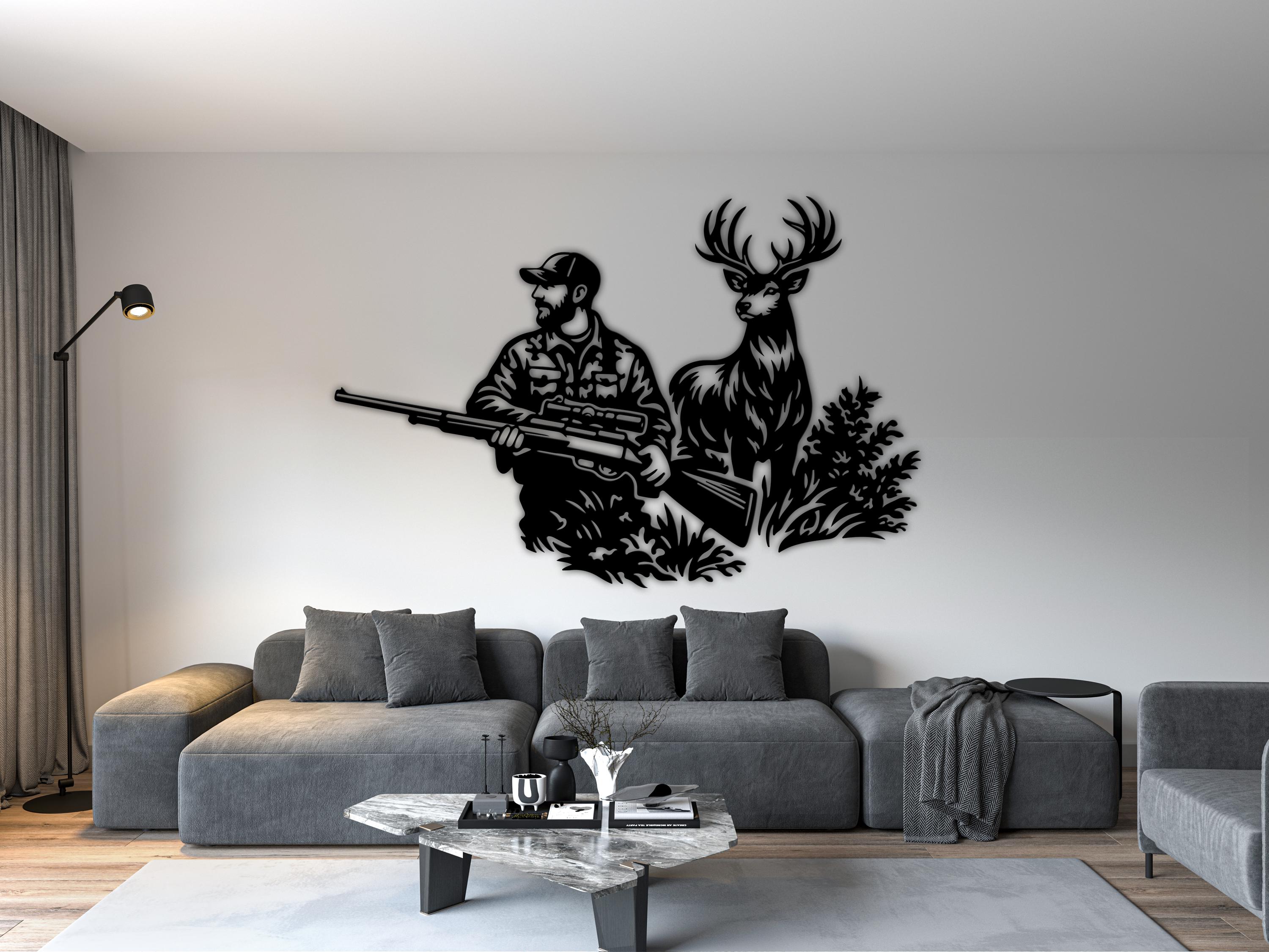 Hunting Deer SVG DXF | Hunter and Deer Laser Cut Wall Art | Wild Life ...