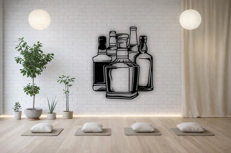 Whiskey Bottle Wall Art DXF | Bar Metal Sign, Home Bar Decor, Laser Cut ...