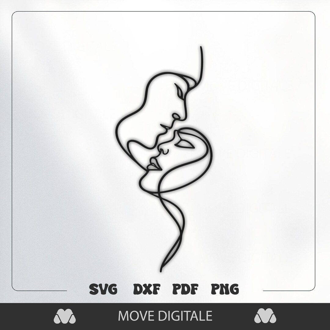 Minimal Couple Line Art SVG DXF - Kissing Couple Art - Metal Wall Art ...