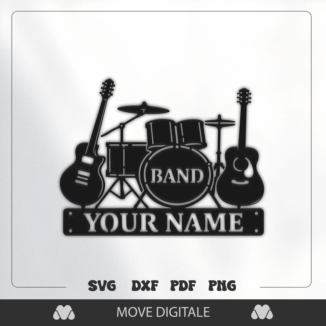 Metal Band Wall Art SVG DXF - Drum Guitar Music Wall Decor - Laser Cut ...