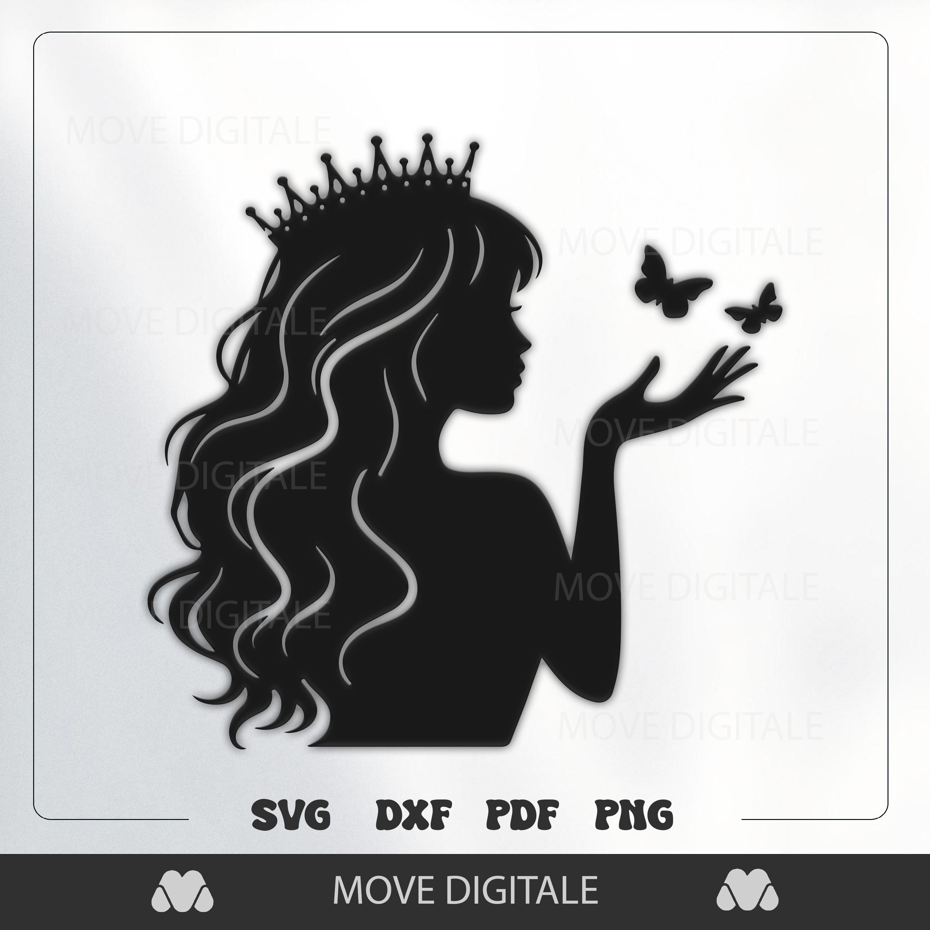 Princess Metal Wall Art SVG - Princess Laser Cut - Queen Silhouette DXF ...
