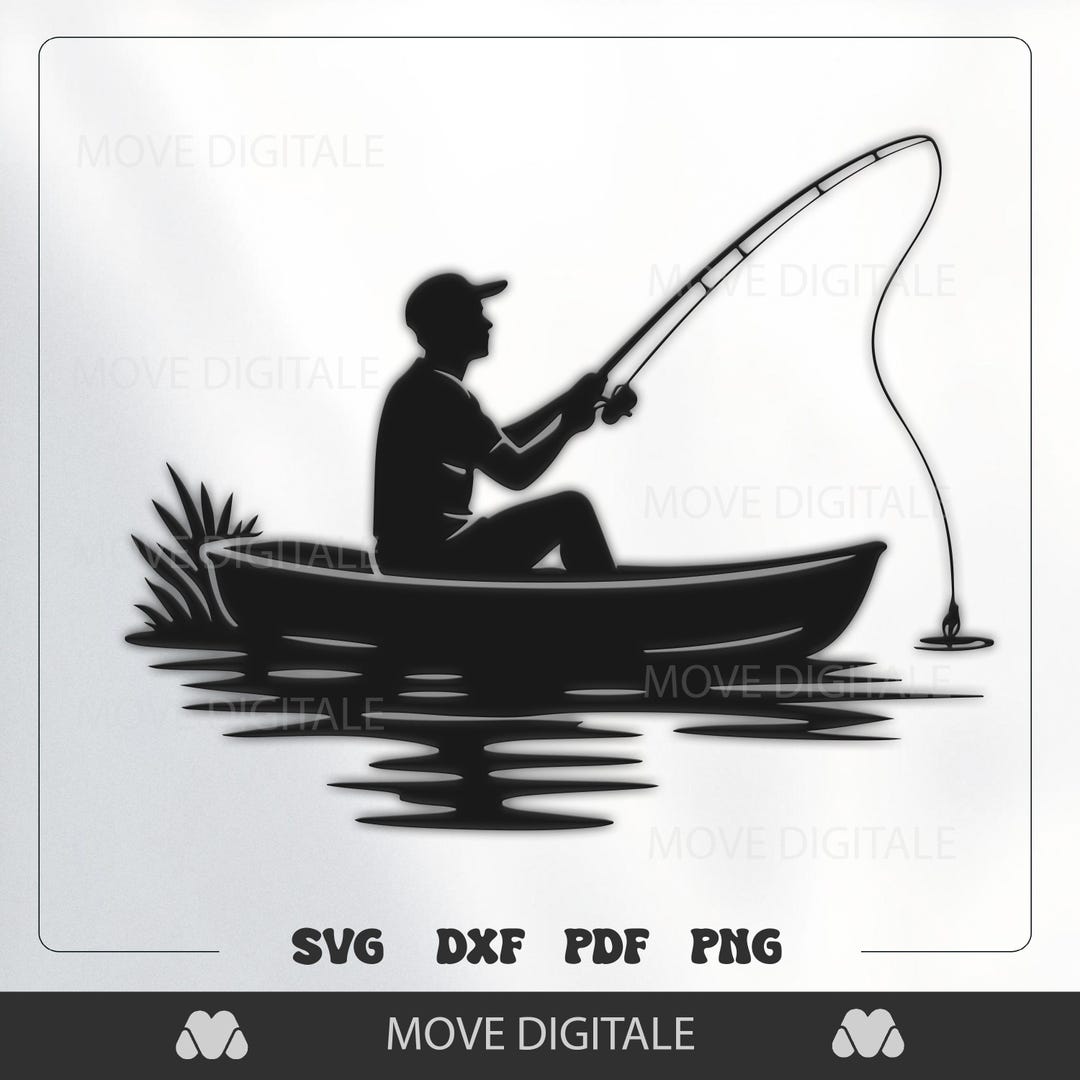 Fishing SVG Laser Cut File - Fisherman Silhouette DXF - CNC Plasma ...