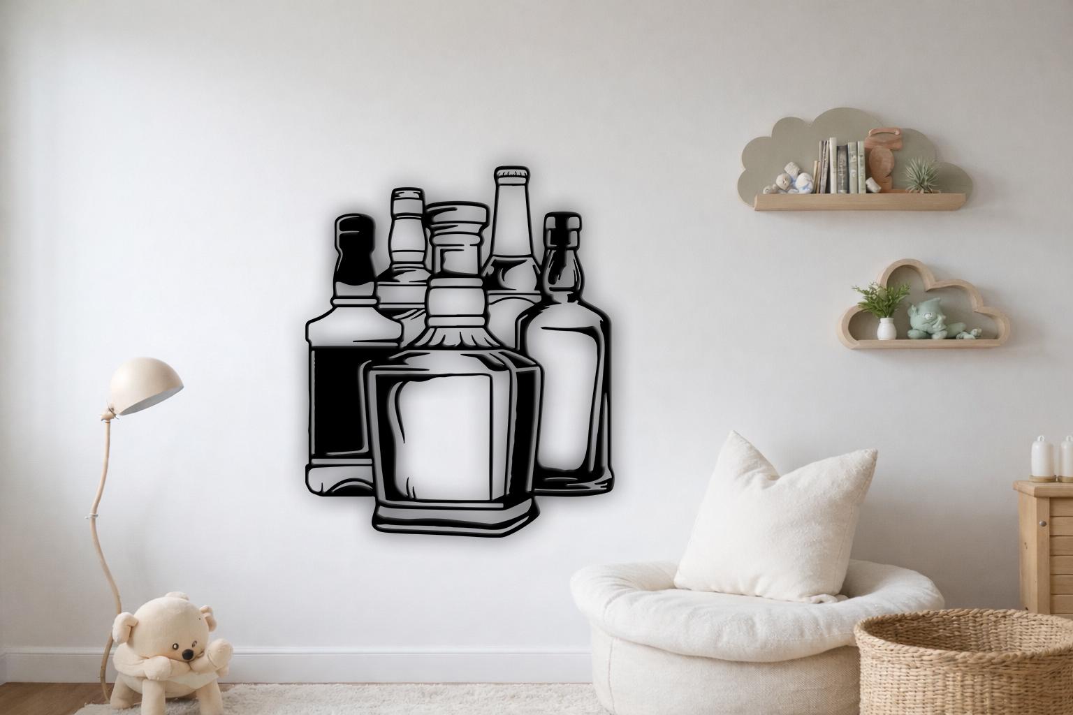 Whiskey Bottle Wall Art DXF | Bar Metal Sign, Home Bar Decor, Laser Cut ...
