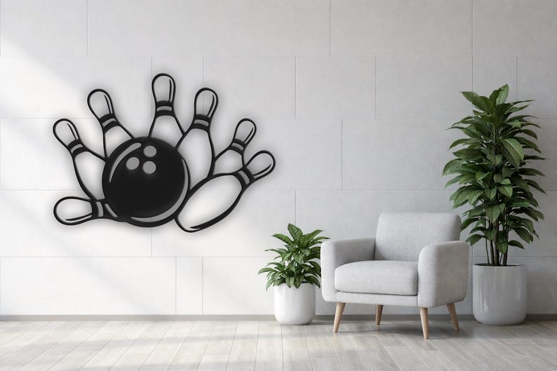 Bowling Metal Wall Art SVG DXF - Bowling Ball and Pins CNC Plasma Laser ...