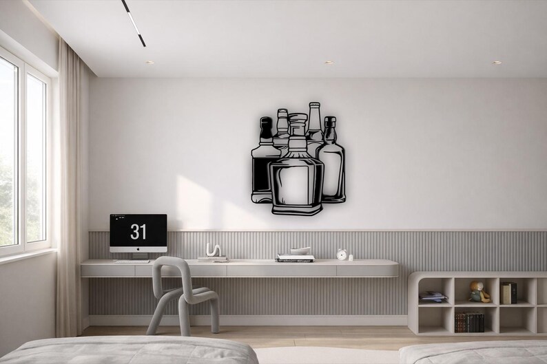Whiskey Bottle Wall Art DXF | Bar Metal Sign, Home Bar Decor, Laser Cut ...