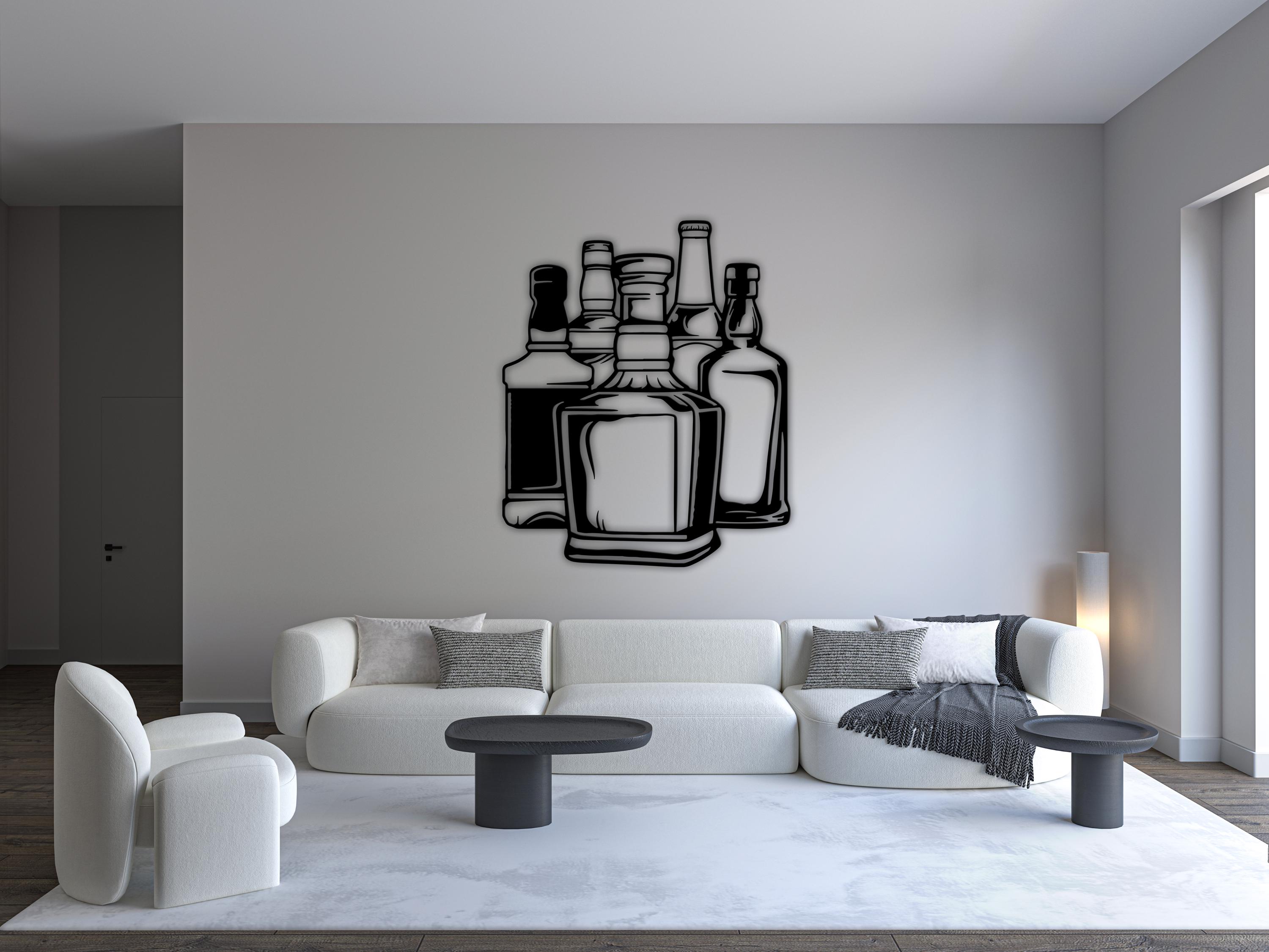 Whiskey Bottle Wall Art DXF | Bar Metal Sign, Home Bar Decor, Laser Cut ...