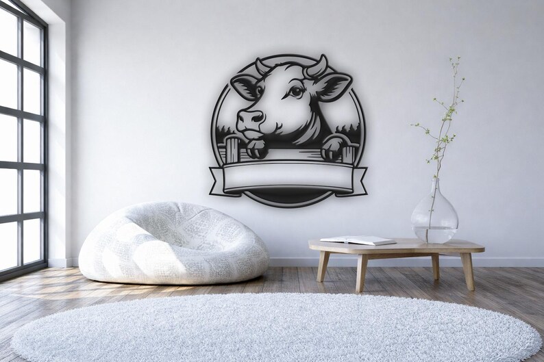 Cow Metal Sign DXF - Farm Cow Silhouette Laser Cut - Ranch Wall Art ...
