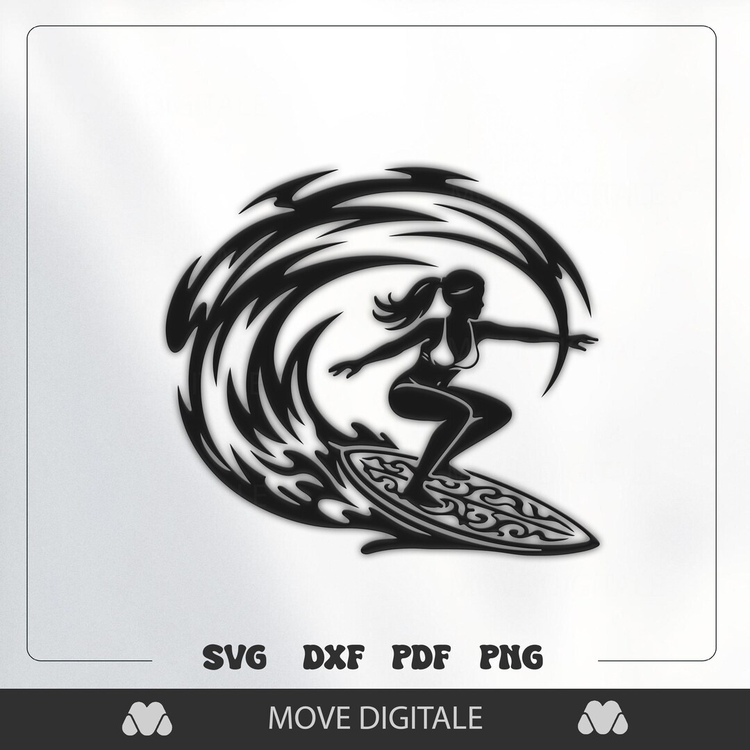 Surf Metal Wall Art - Woman Surfer CNC Plasma Laser Cut File - Ocean ...