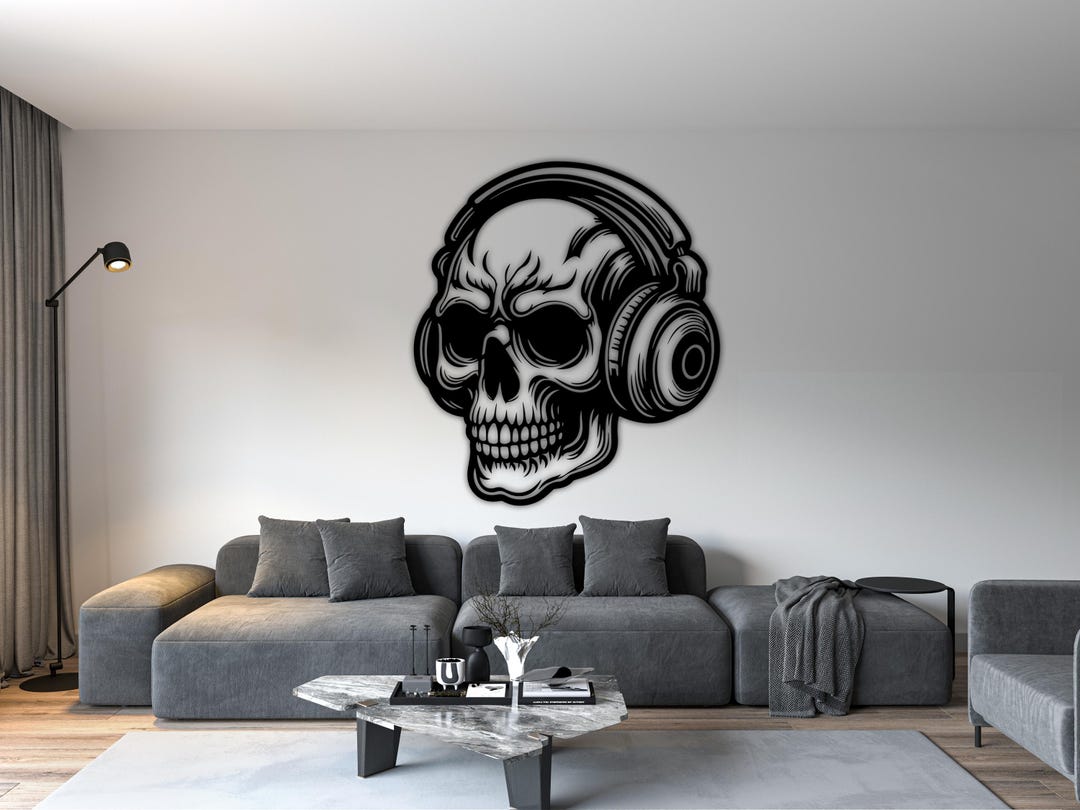 Skull Metal Wall Art, Skull Svg, Skull Silhouette, Skull Mdf, Skull ...