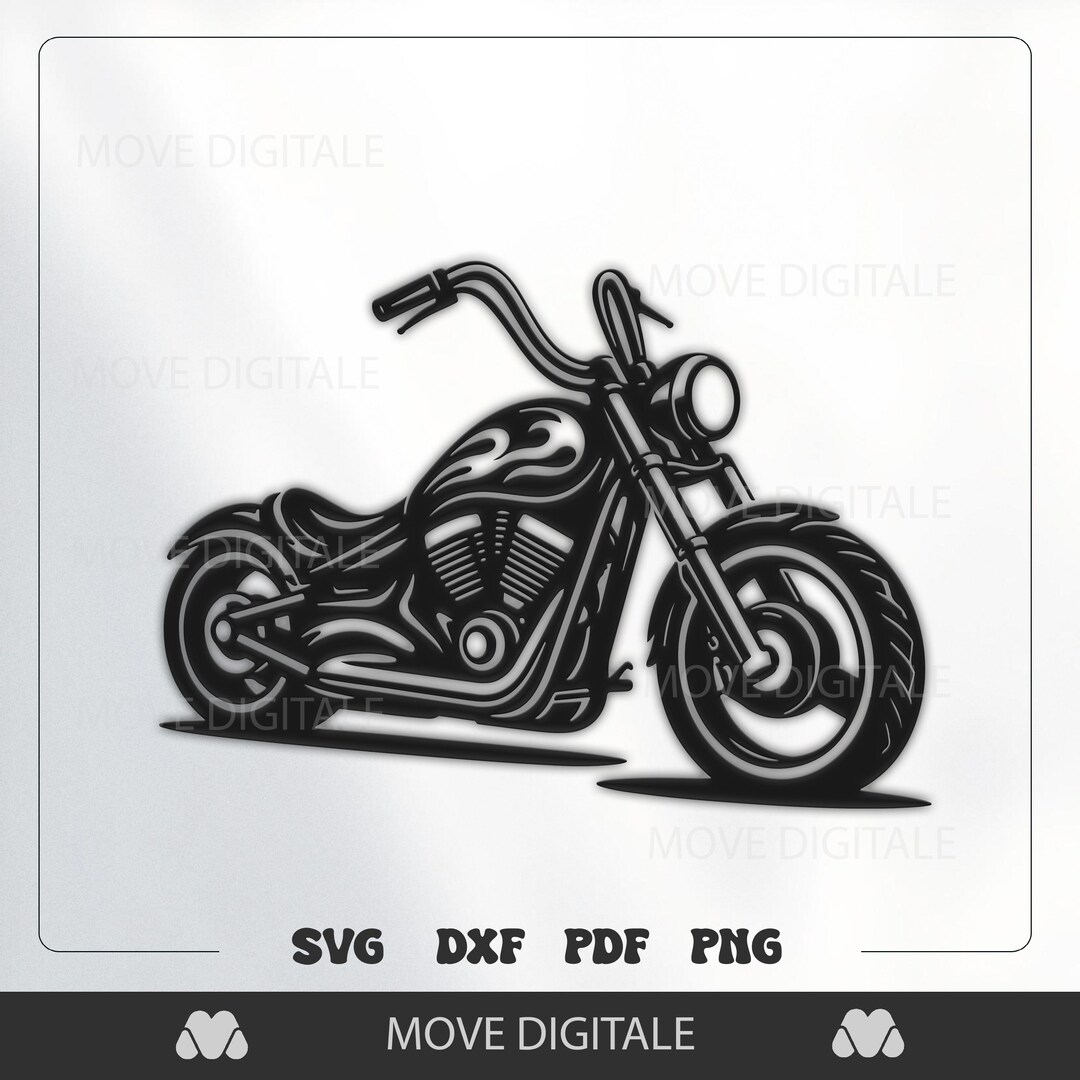 Motorcycle SVG Laser Cut File - Chopper Bike Wall Art DXF - CNC Plasma ...