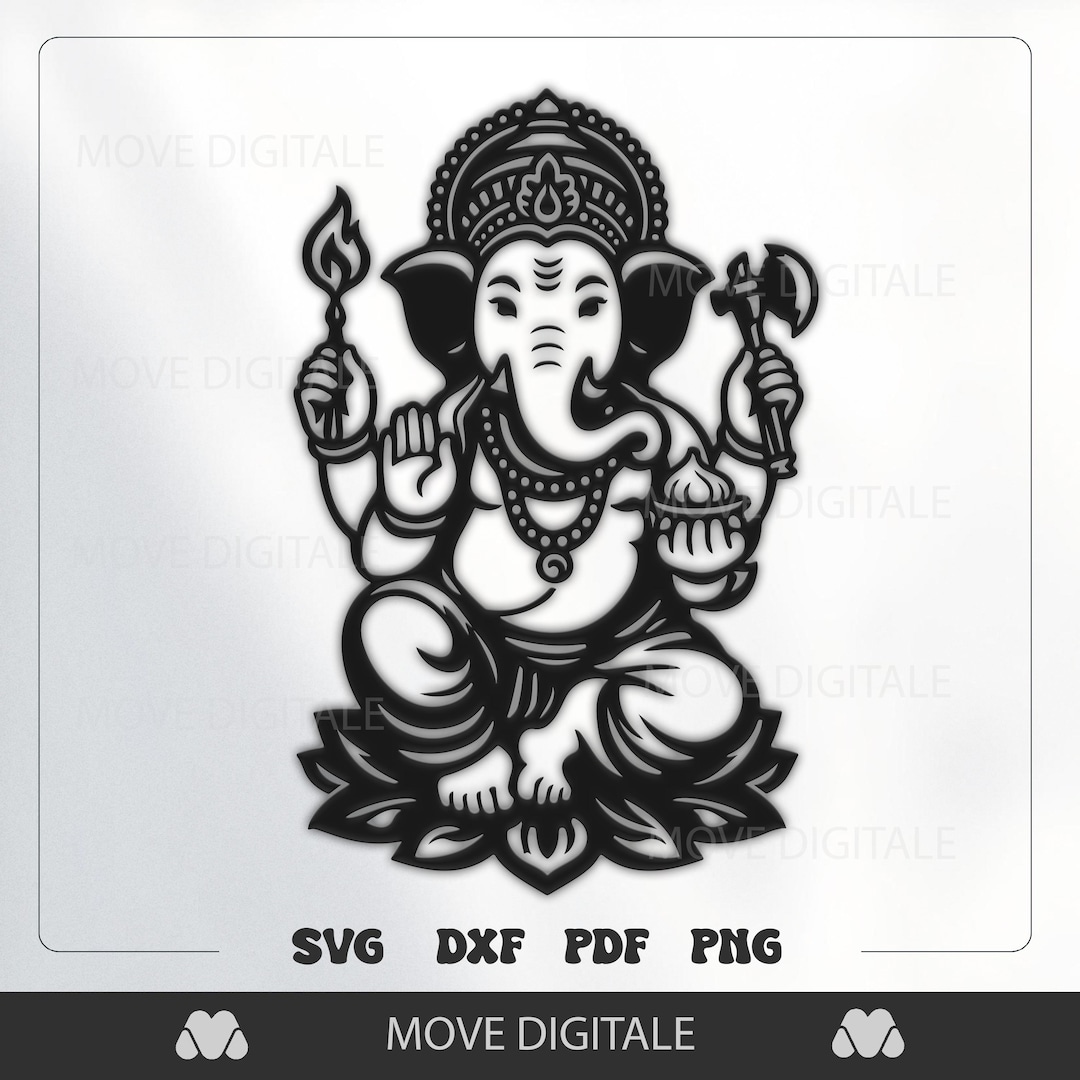 Ganesha SVG - Lord Ganesh DXF - Hindu Wall Art CNC Laser Cut File ...