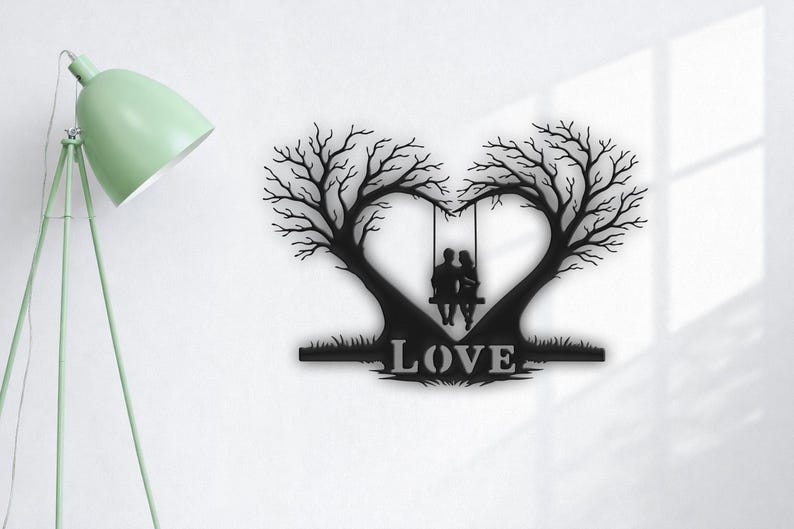 Love Tree SVG - Couple Swing Cut File - Wedding Decor Plasma DXF - Love ...