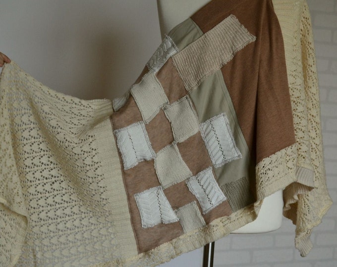 Women's Patchwork Shawl, Recycled Shawl Wrap, Autumn Winter Shawl, Boho ...