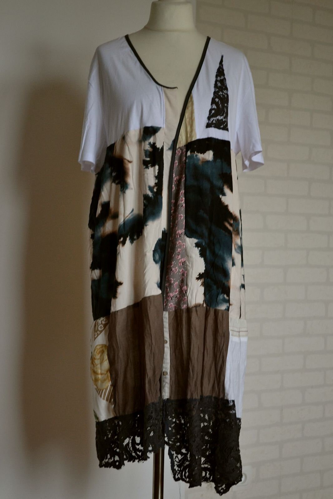 Women's Long Spring Summer Jacket, Boho Patchwork Coat, Loose Recycled ...