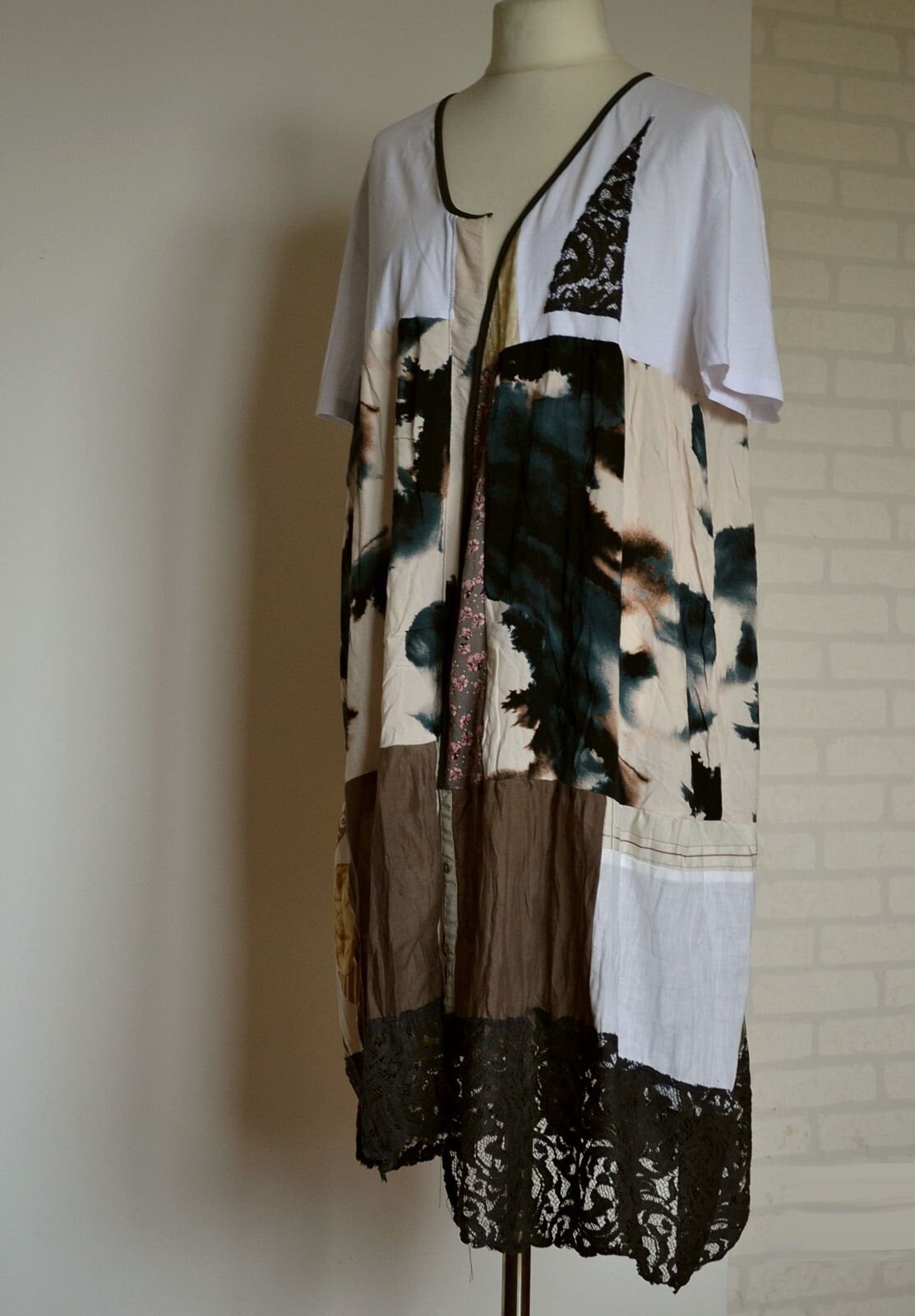 Women's Long Spring Summer Jacket, Boho Patchwork Coat, Loose Recycled ...