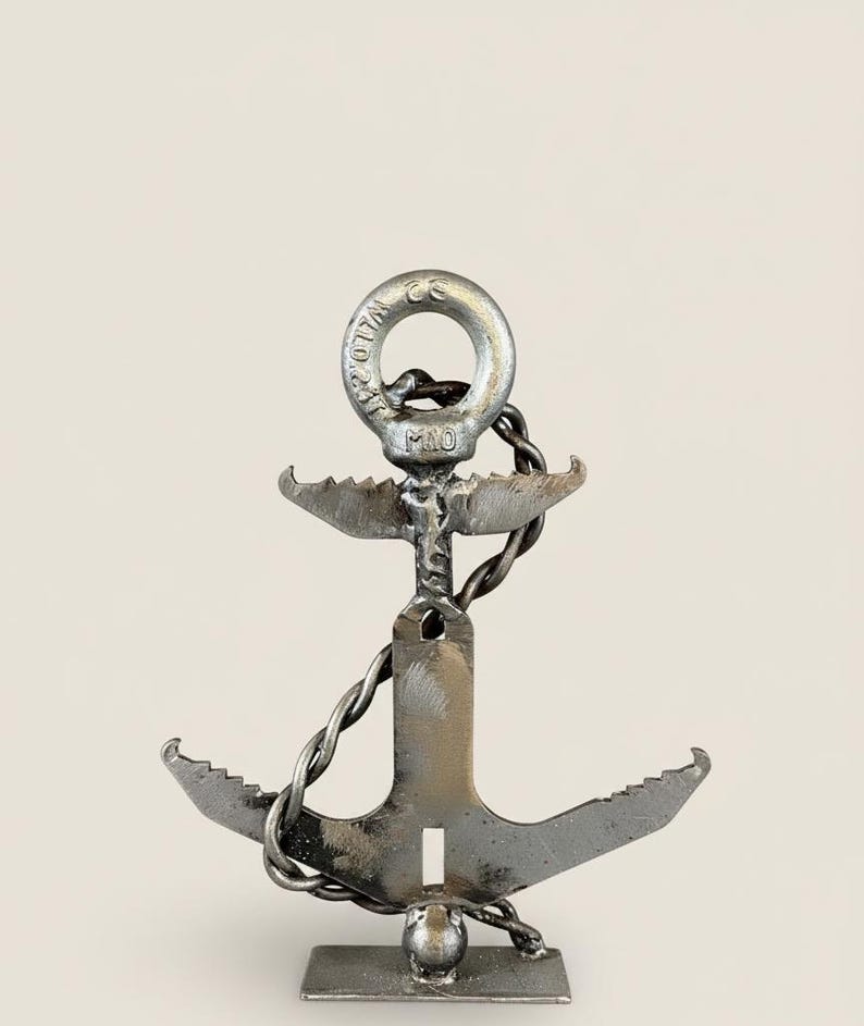 Mini Sculpture "iron Anchor" - a Scrap Metal Figurine, Nautical Decor ...