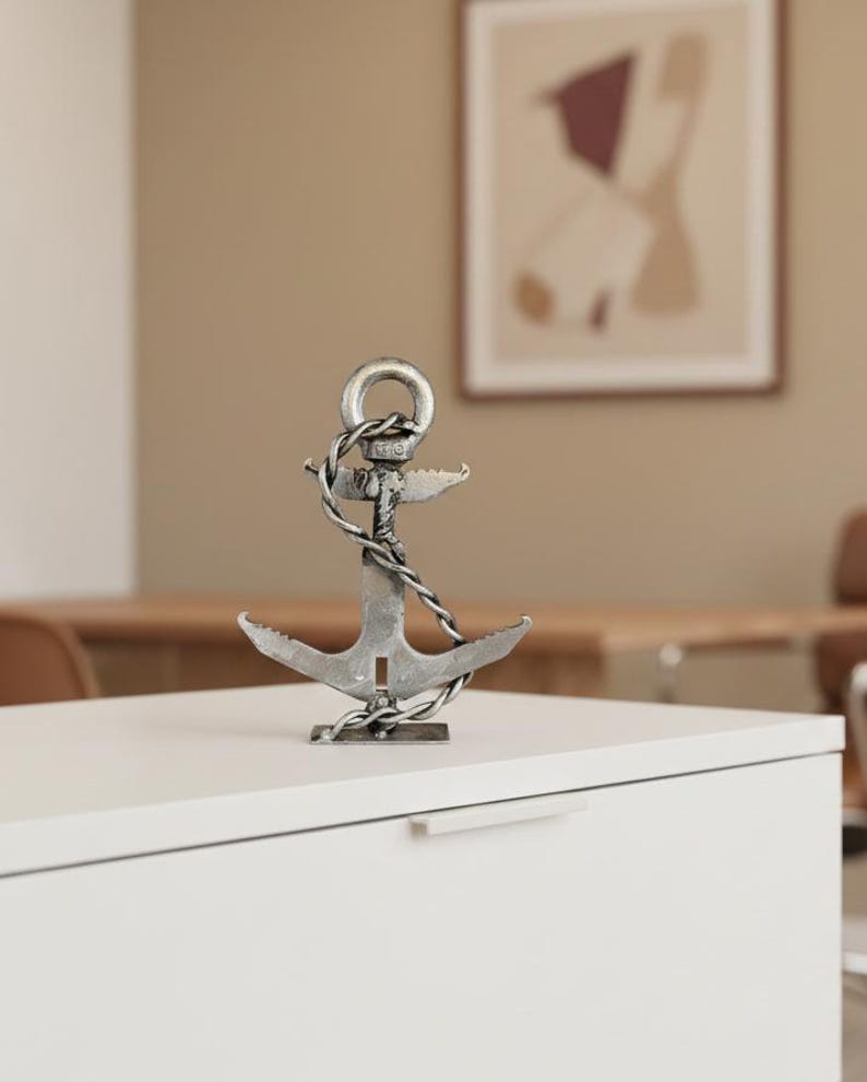 Mini Sculpture "iron Anchor" - a Scrap Metal Figurine, Nautical Decor ...